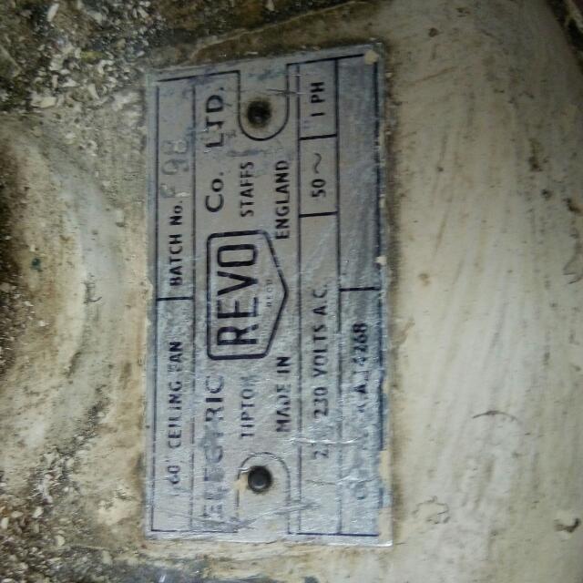 Antique Vintage REVO CEILING FAN MADE IN ENGLAND RARE 1950s, Furniture ...