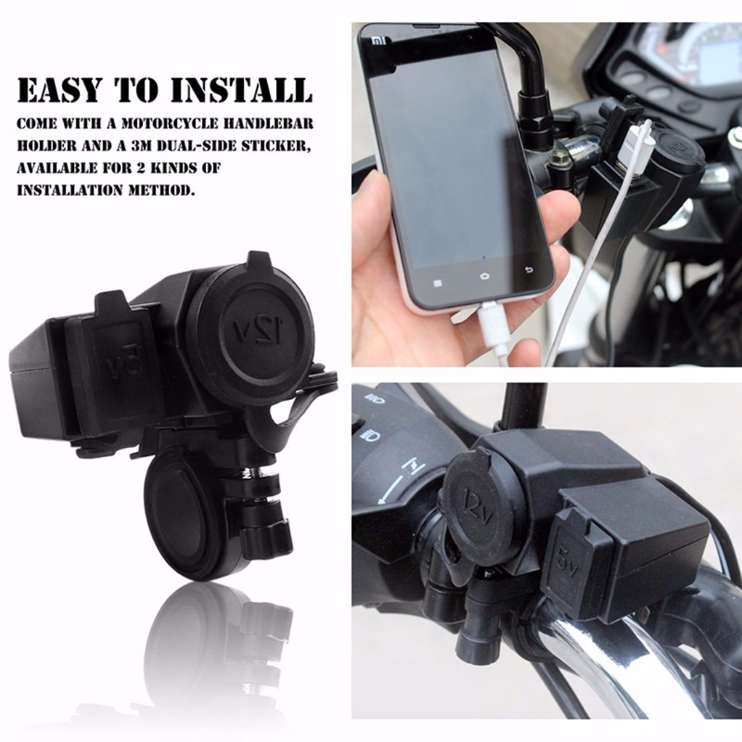 BNIB Motorcycle Waterproof 12V Cigarette Lighter Socket + 5V USB ...