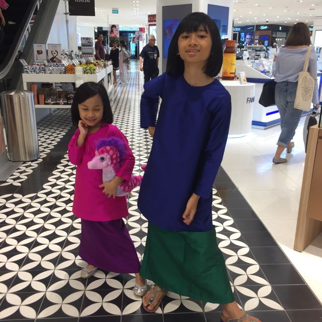 Silk Taffeta Color Block Baju Kurung, Babies & Kids, Babies & Kids ...