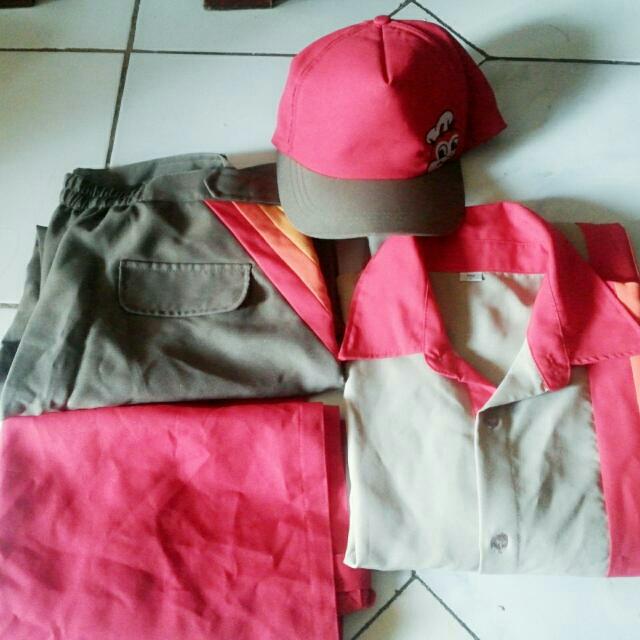 Jollibee Complete Set Uniform, Men's Fashion, Tops & Sets, Formal ...