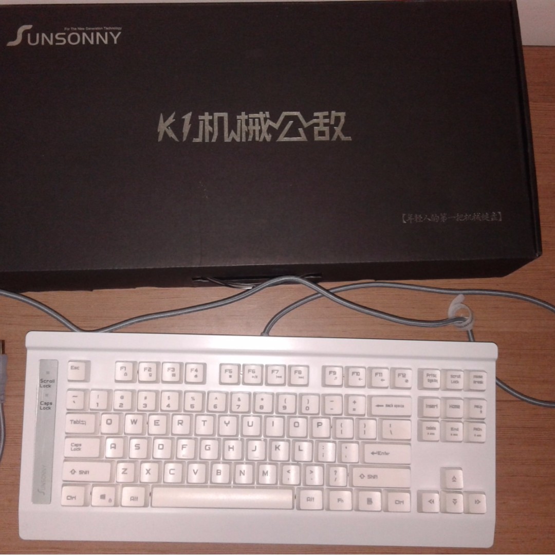 White Sunsonny TKL Mechanical keyboard with blue Outemu switches and ...