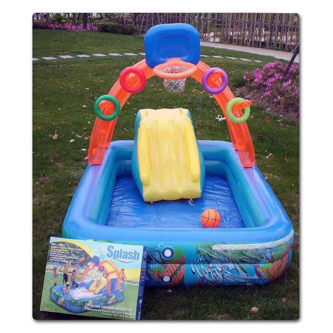 inflatables pool with basketball court, Babies & Kids, Infant Playtime ...