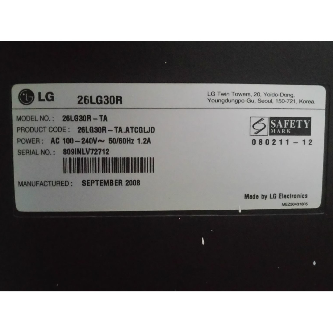 LG30 Series 26" TV, TV & Home Appliances, TV & Entertainment, TV on ...