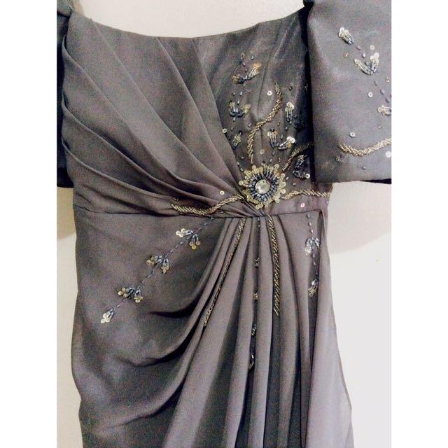 Silver Gray Filipiniana, Women's Fashion, Dresses & Sets, Traditional ...