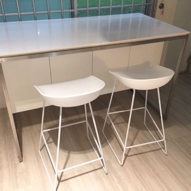 Minimalist White High Bar Table, Furniture & Home Living, Kitchenware ...