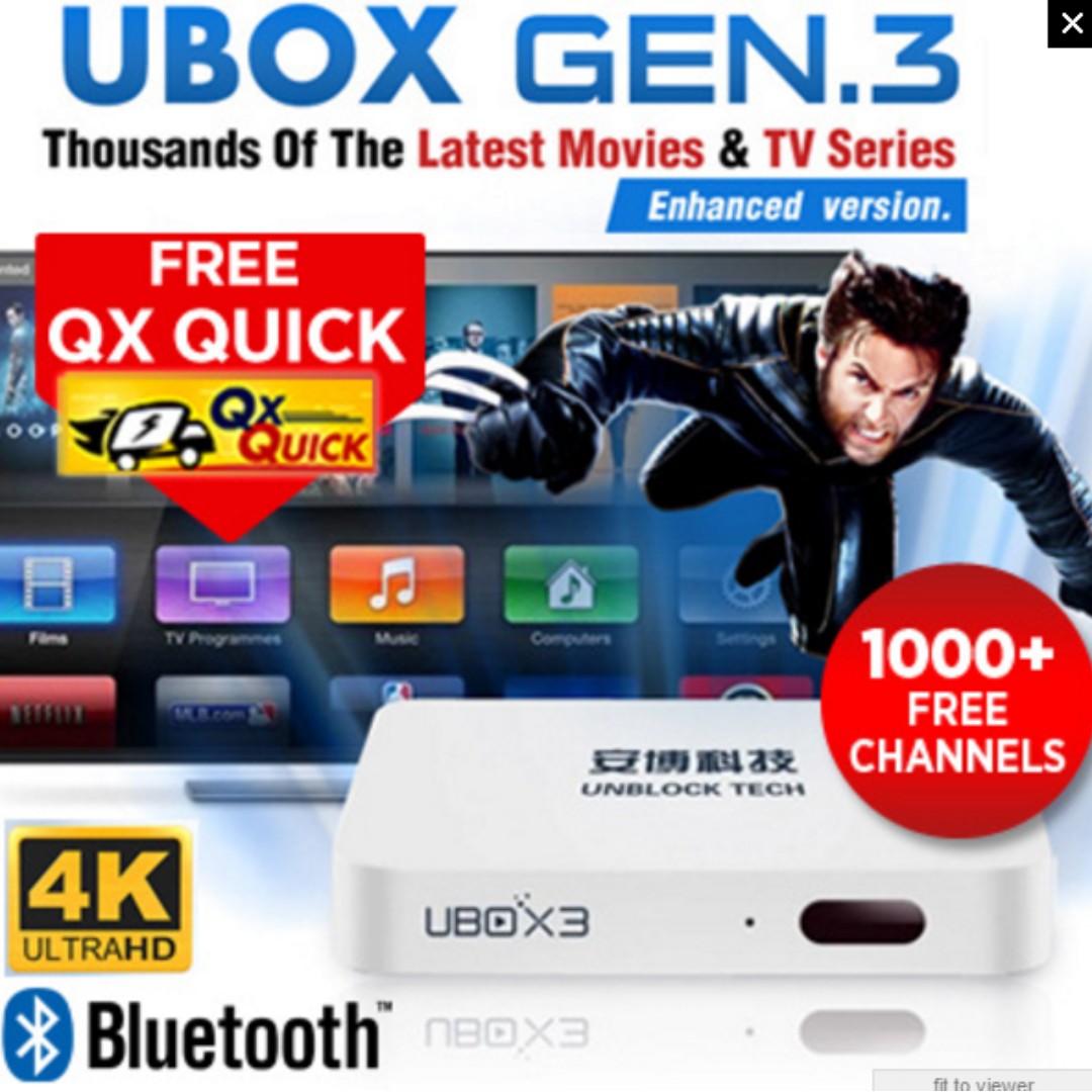 UNBLOCK Gen3 Tech TV BOX UBOX Bluetooth Version: 1000+ Free Channels ...