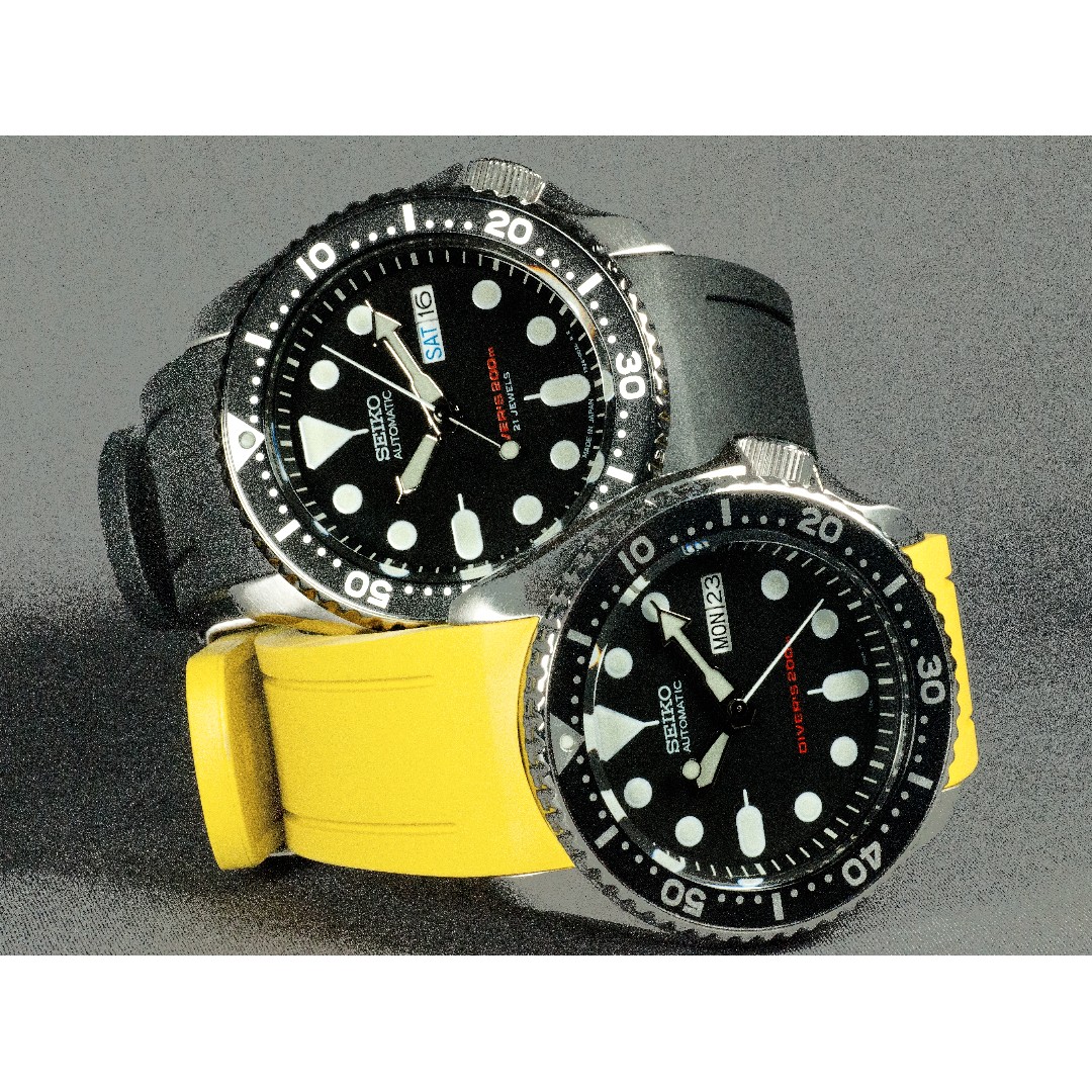 Curved End Rubber Strap for Seiko SKX Series(CB05) - Black, Mobile ...