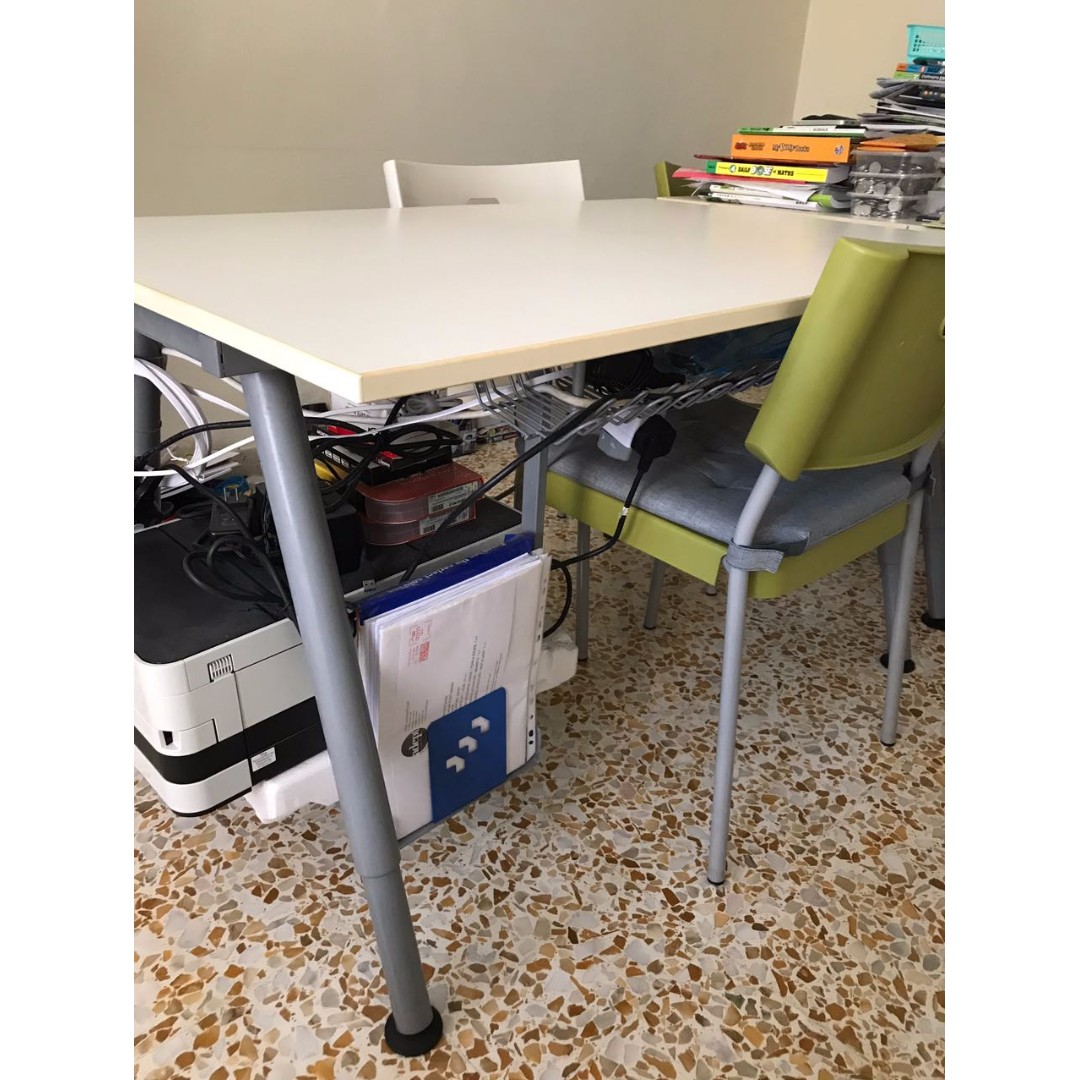 IKEA Study Desk (with computer tray and cable management), Furniture ...