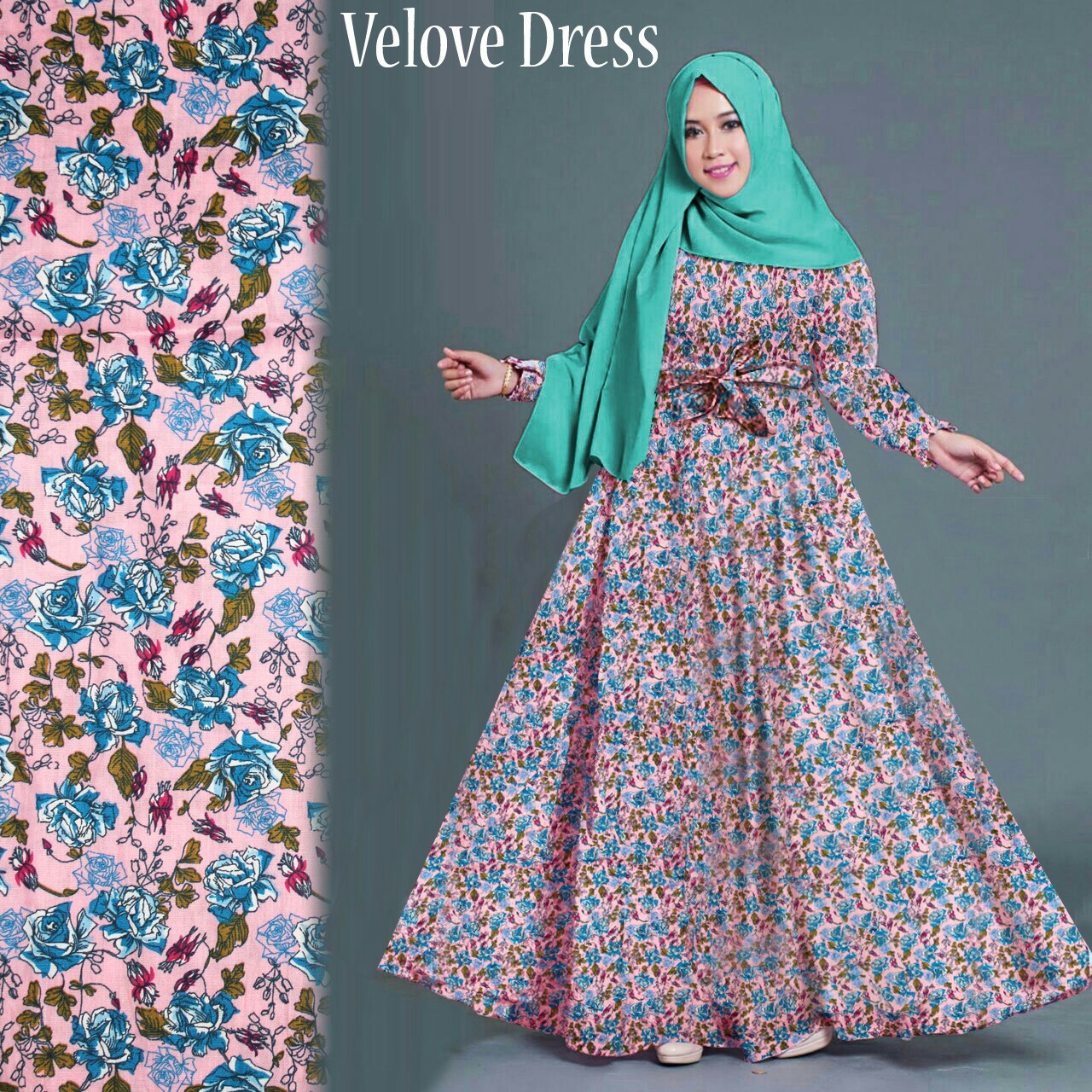 Ready velove dres maxi tosca+pashmina, Olshop Fashion, Olshop Wanita di Carousell