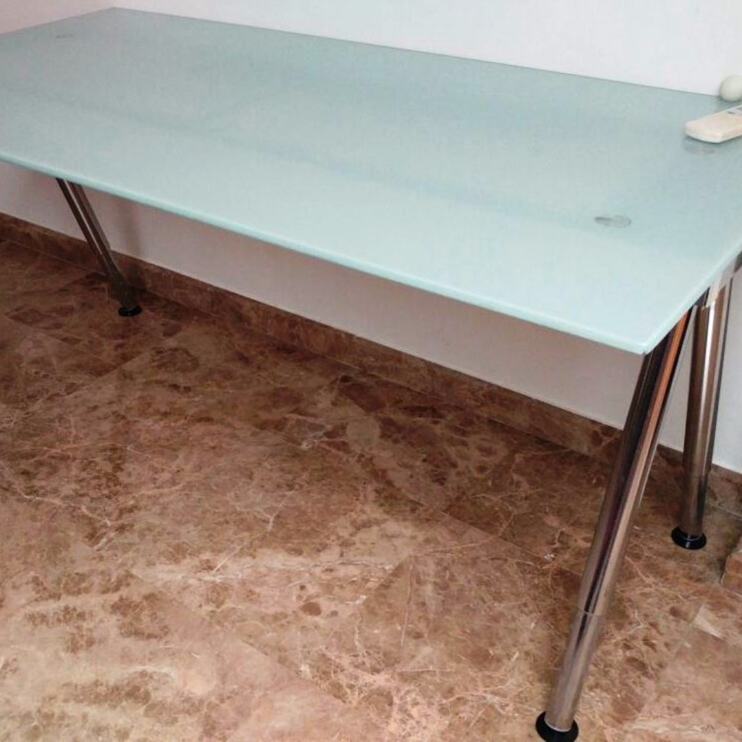 Frosted Glass Writing/Dining Table, Furniture & Home Living, Furniture ...