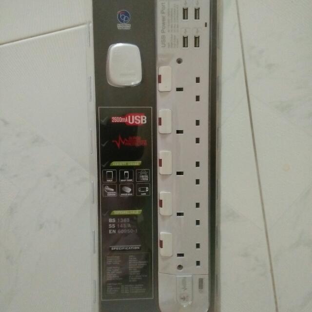 5 Port Extension Wire With 4 USB Port, Computers & Tech, Parts ...