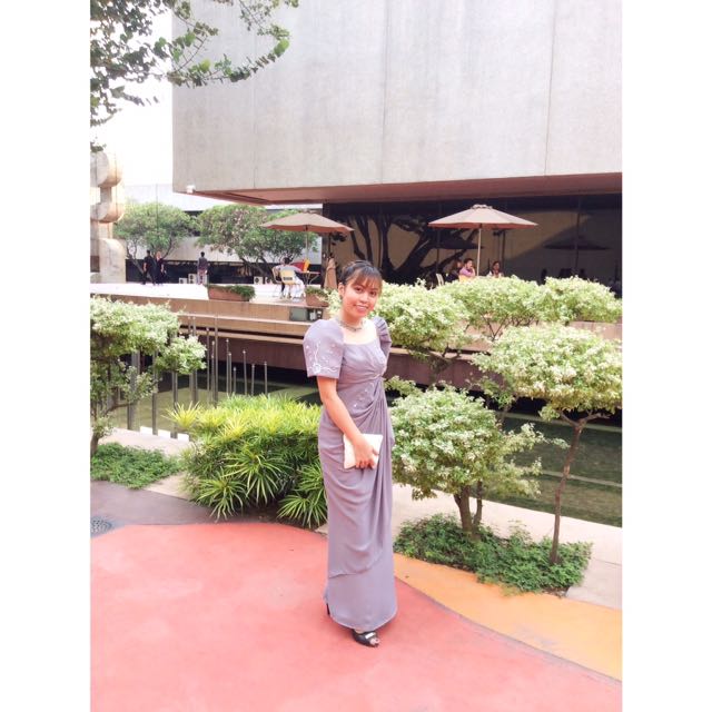 Silver Gray Filipiniana, Women's Fashion, Dresses & Sets, Traditional ...
