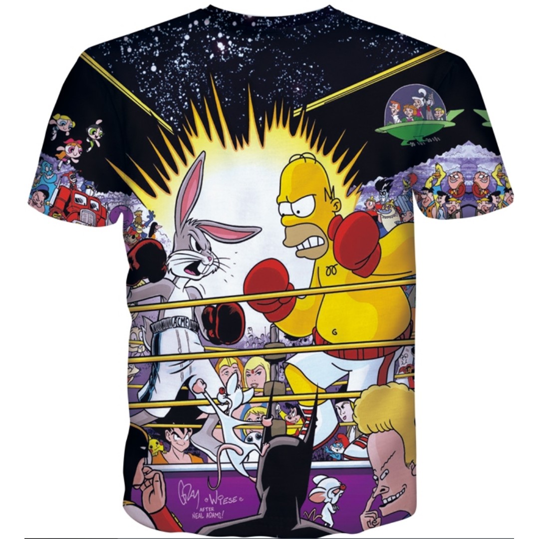 HOMER SIMPSONS VS BUGS BUNNY - 3D TSHIRT, Men's Fashion, Tops & Sets ...