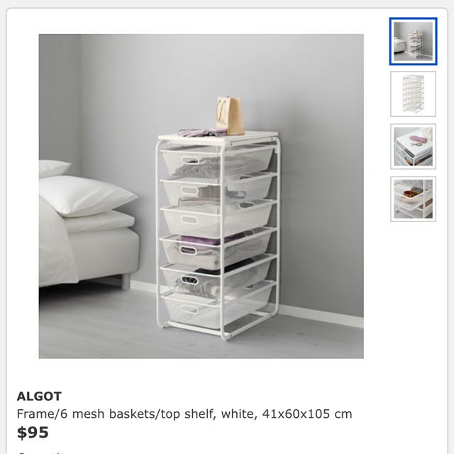Ikea Algot Frame With 5 baskets, Furniture & Home Living, Home ...