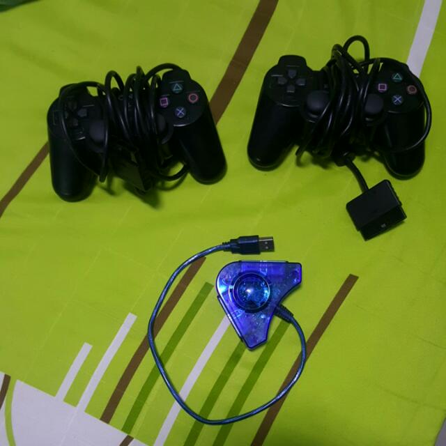 Pair Of Used PS2 Controller And Converter To Usb, Video Gaming, Gaming ...