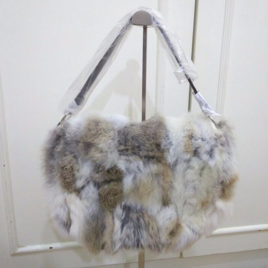 REAL RABBIT FUR SHOULDER BAG - (BOUGHT IN ISETAN JAPAN AT OVER RM 1000 ...