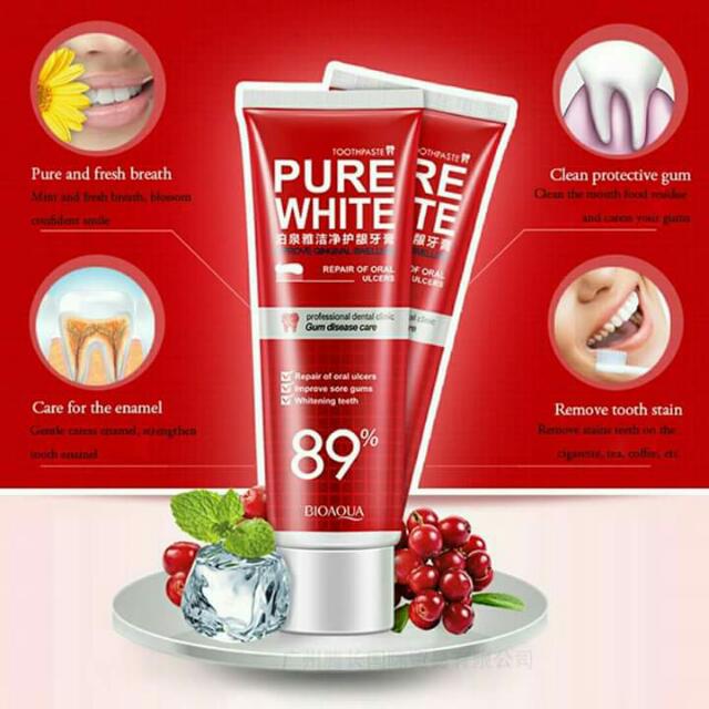 BIOAQUA PURE WHITE DENTAL GUM CARE WHITENING TOOTHPASTE, 120g, Beauty ...