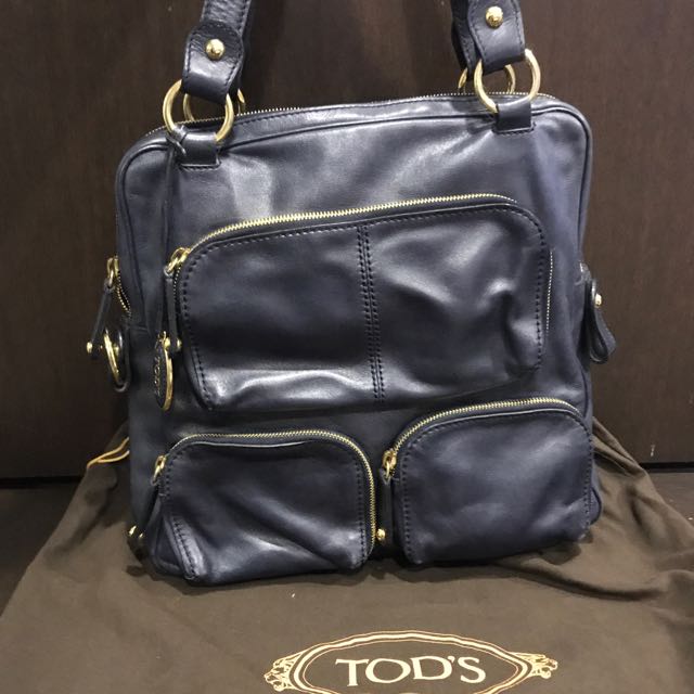 Tods T-Bag Media Tote (Blue), Luxury, Bags & Wallets on Carousell
