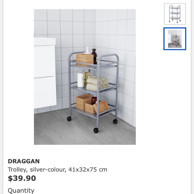 IKEA DRAGGAN trolley, Silver Colour, Furniture & Home Living, Furniture ...