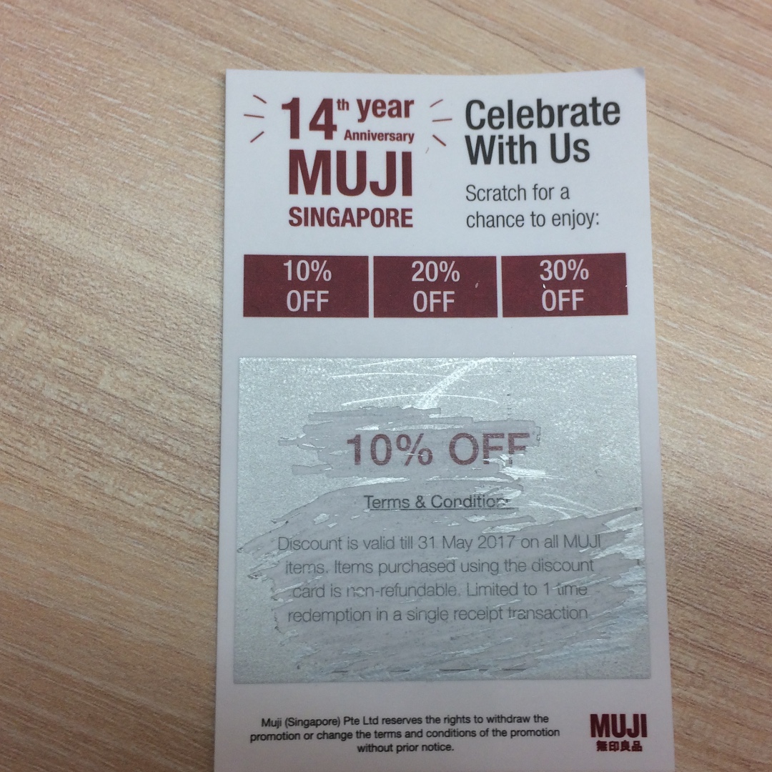MUJI Singapore DISCOUNT CARD, Tickets & Vouchers, Vouchers on Carousell