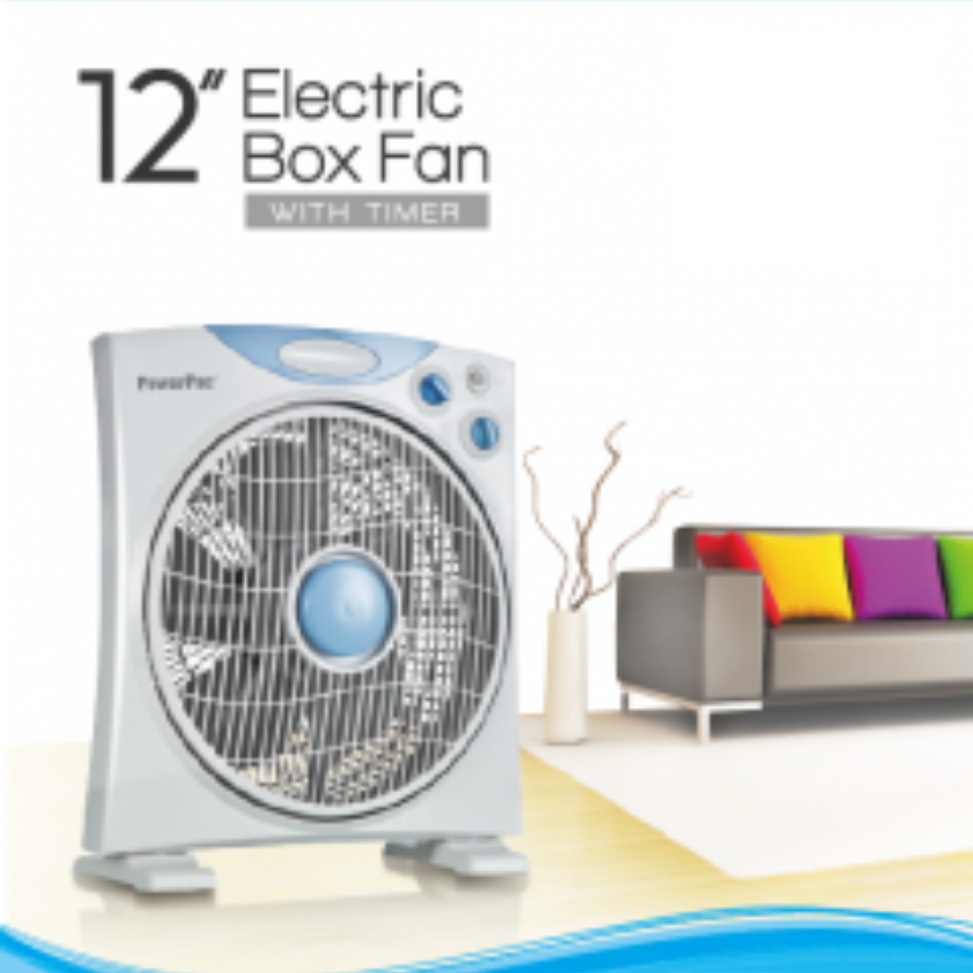 PowerPac PPBF30 12" Box Fan With Timer, TV & Home Appliances, Kitchen ...