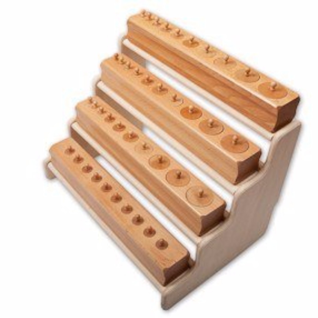 KNOBBED CYLINDERS BLOCKS WOODEN STAND, Babies & Kids, Baby Nursery ...