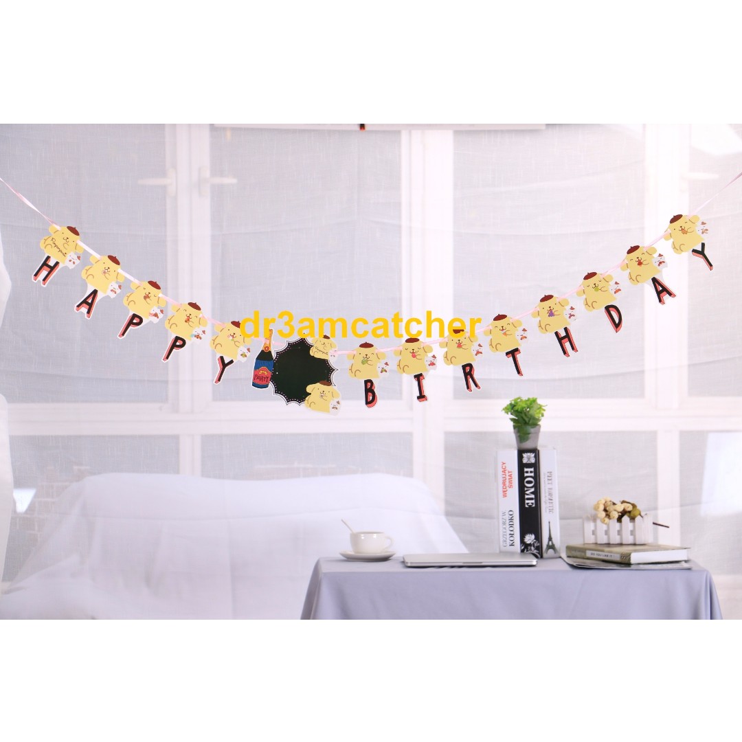 Pom Pom Purin HAPPY BIRTHDAY banner, Hobbies & Toys, Stationery & Craft ...
