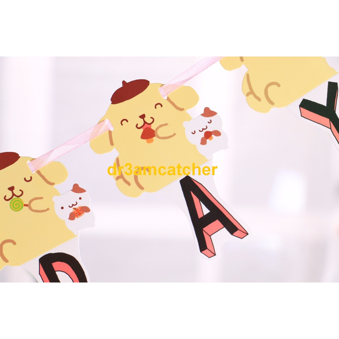 Pom Pom Purin HAPPY BIRTHDAY banner, Hobbies & Toys, Stationery & Craft ...