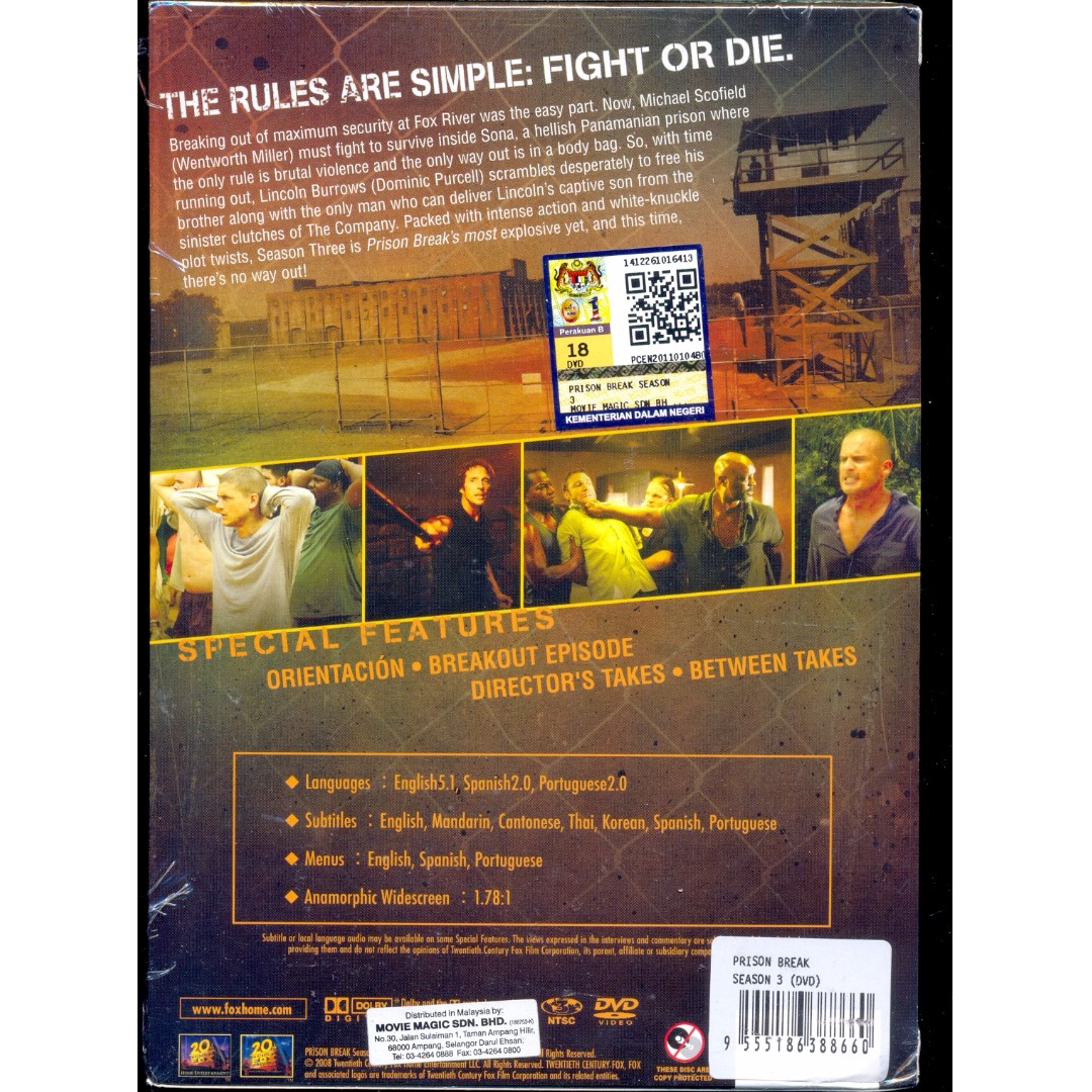 Prison Break - Season Three - New DVD Box Set, Hobbies & Toys, Music ...