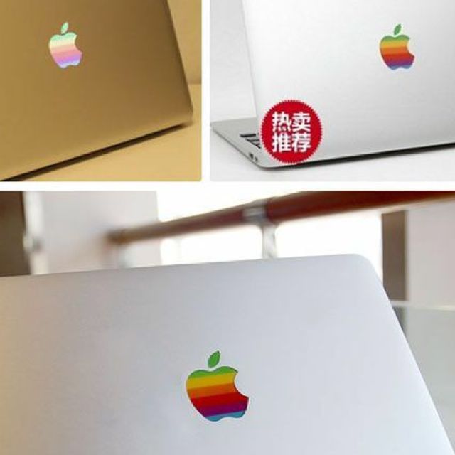 Rainbow Stripes Macbook Apple Logo Sticker, Computers & Tech, Parts ...