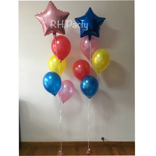 (21/5) Helium Star Foil + Latex Balloons Bouquet, Hobbies & Toys ...
