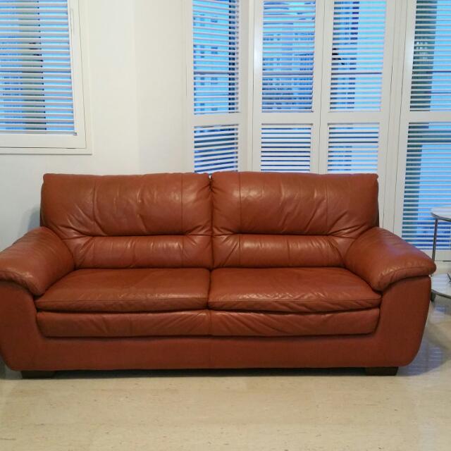 HTL 3 Seater Full Leather Sofa, Furniture & Home Living, Furniture ...