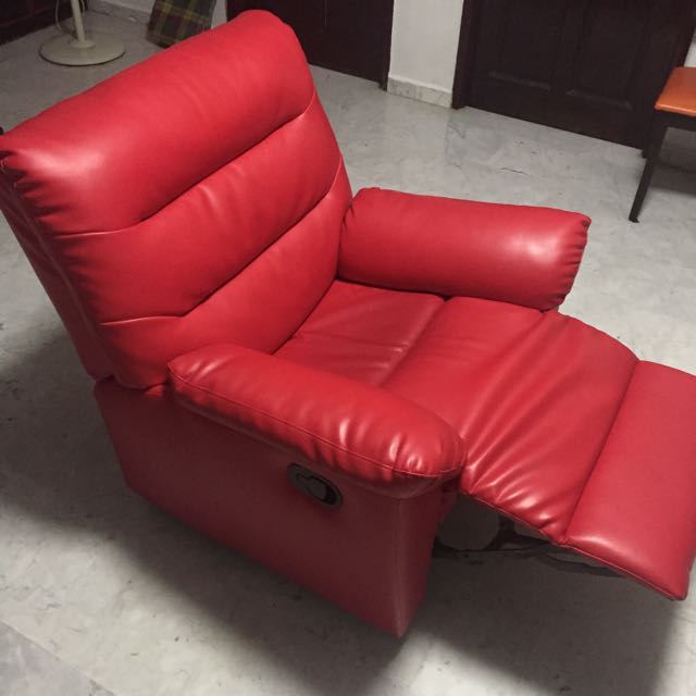 Red Sofa With Extendable Leg Rest X 2, Furniture & Home Living ...