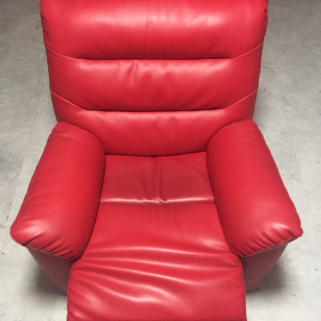 Red Sofa With Extendable Leg Rest X 2, Furniture & Home Living ...
