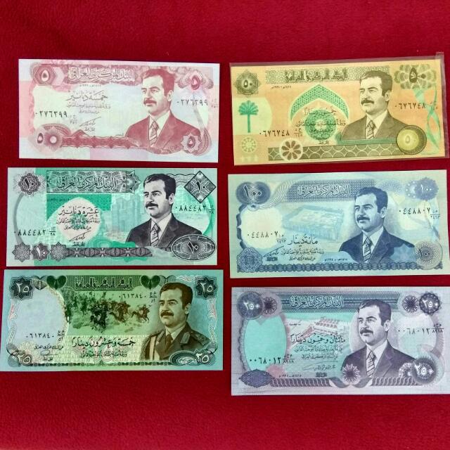 Iraq Currency Set of 6 Saddam Hussein portrait, Hobbies & Toys ...