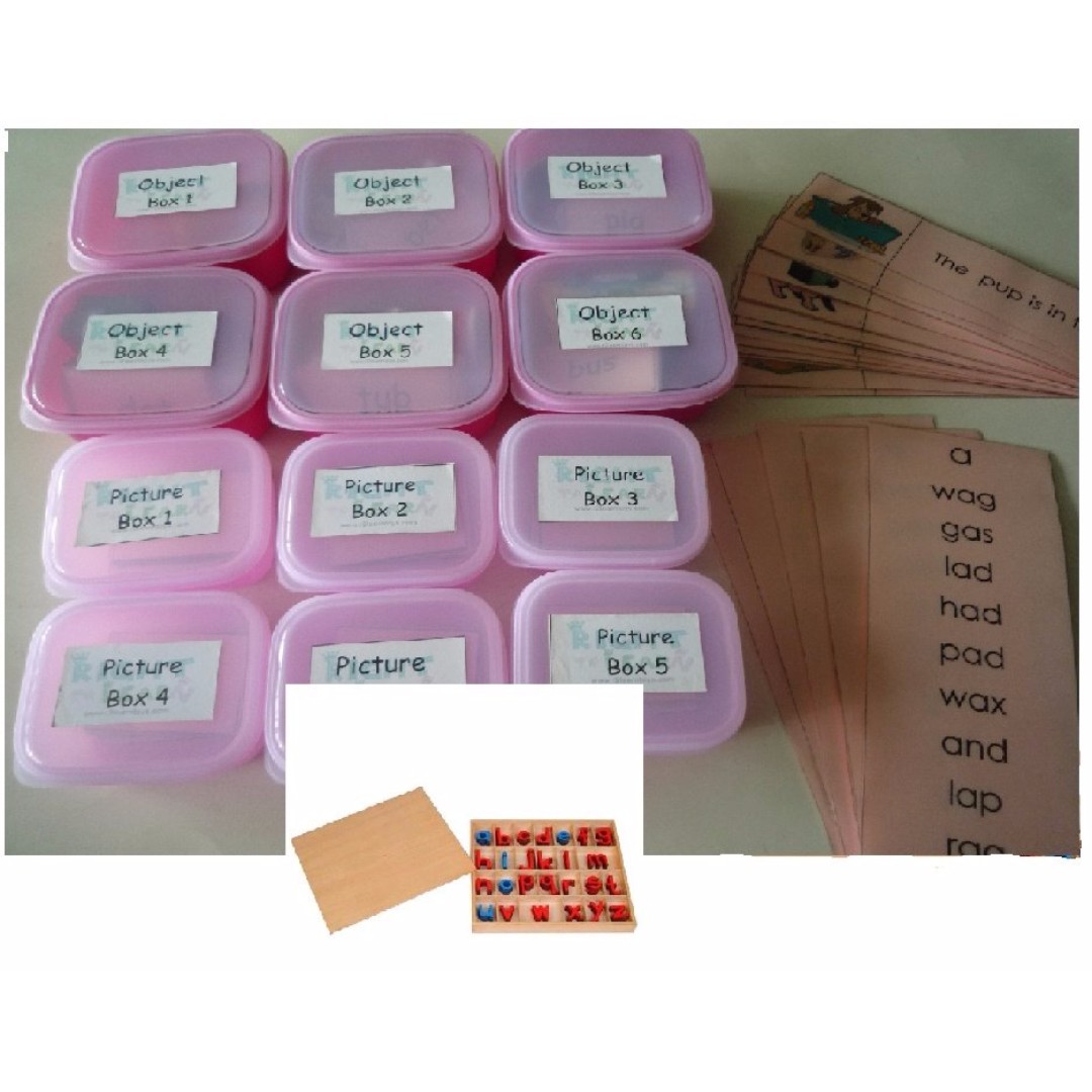 MONTESSORI PHONICS - COMPLETE PINK SCHEME READING KIT WITH LMA, Hobbies ...