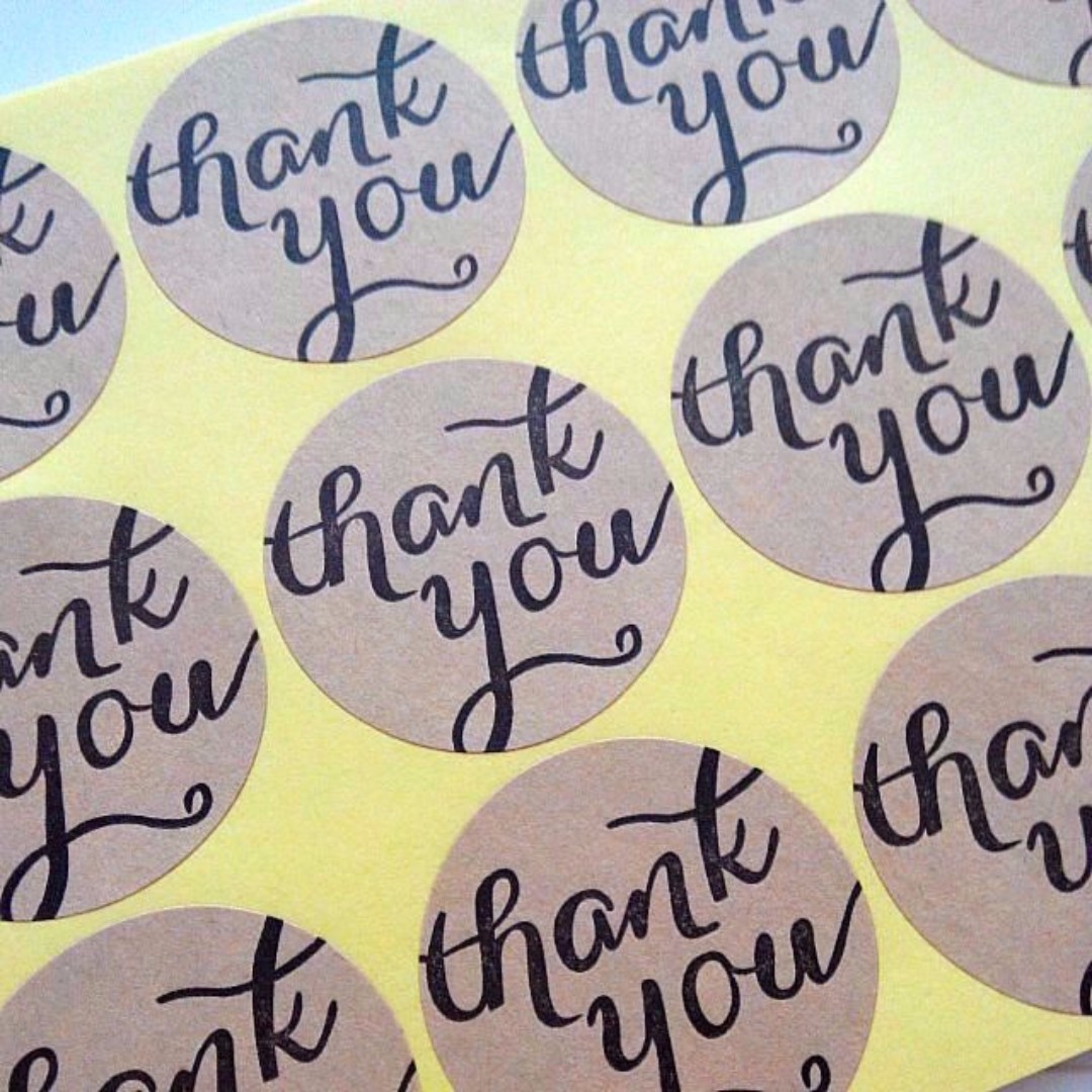Thank You Round Stickers Sticker 24pc, Hobbies & Toys, Stationery ...