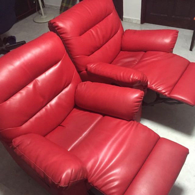 Red Sofa With Extendable Leg Rest X 2, Furniture & Home Living ...