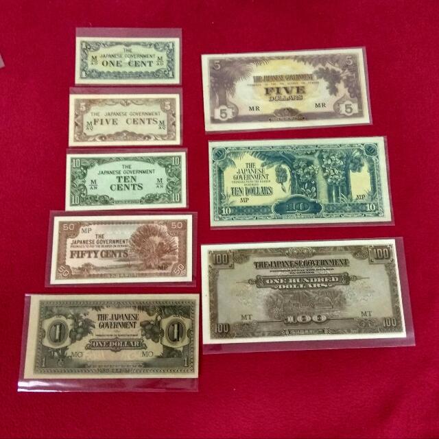 Japanese Occupation Singapore Malaya set "banana" notes, Hobbies & Toys ...
