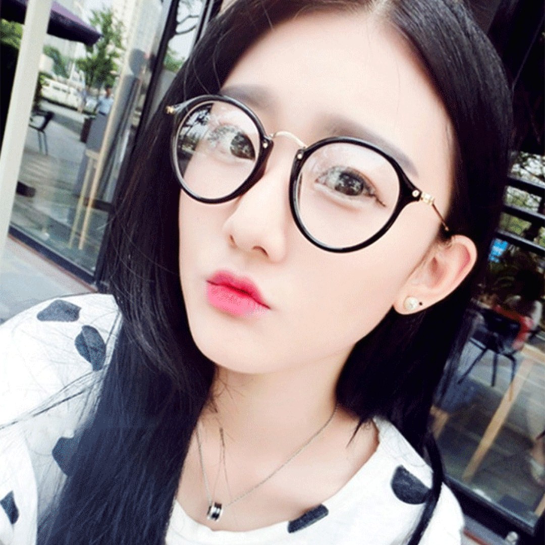 Round Shaped Black Frame / Clear Frame Transparent Glasses, Women's ...