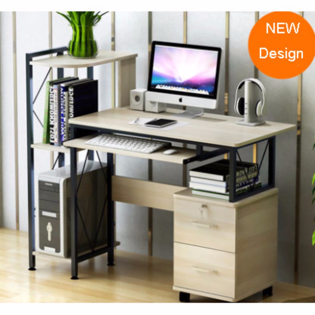 Simple and Neat Computer Table with Book rack and Drawers, Furniture ...