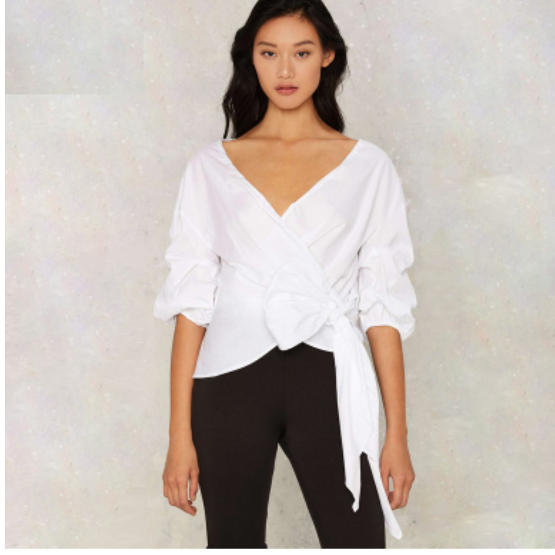Zara-inspired Wrap Sash Top, Women's Fashion, Tops, Blouses on Carousell