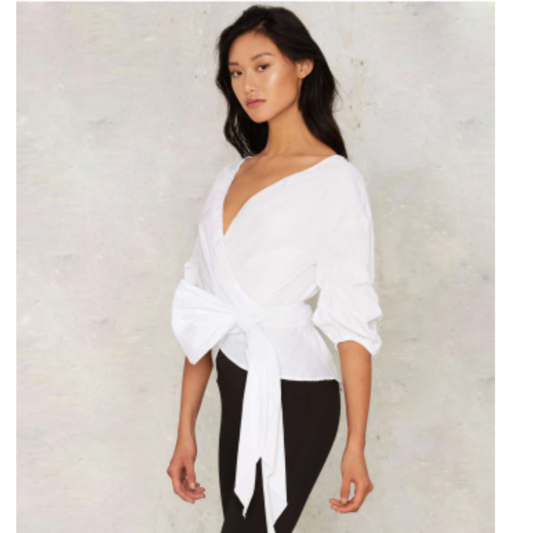 Zara-inspired Wrap Sash Top, Women's Fashion, Tops, Blouses on Carousell
