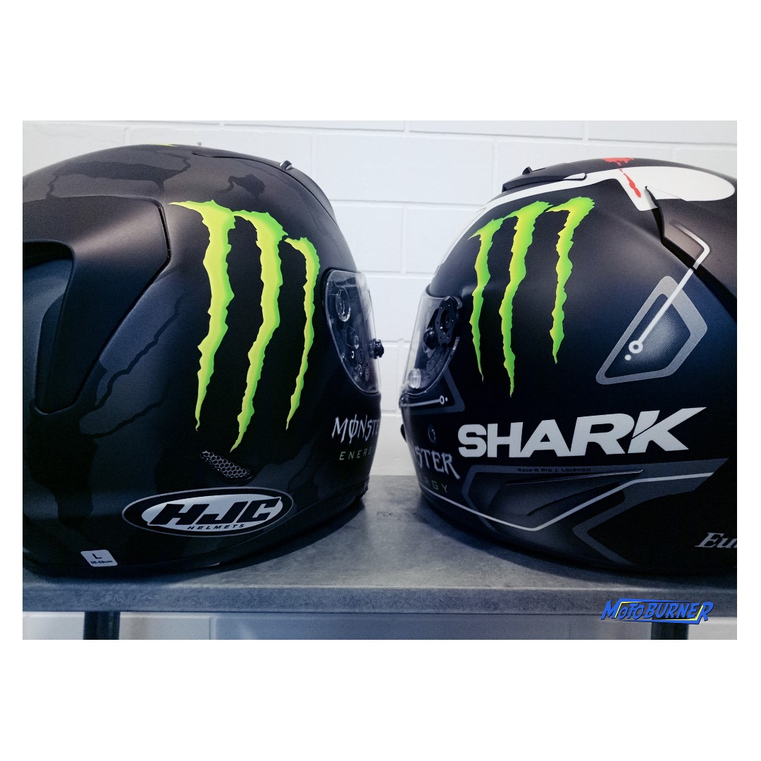 Monster Energy Drink logo Racing helmet HJC RPHA 11 Shark Race R Pro ...