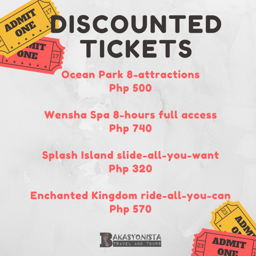 DISCOUNTED TICKETS: OCEAN PARK, WENSHA, SPLASH ISLAND, Tickets ...