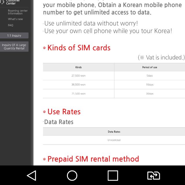 Korea Unlimited Data SIM Card, Mobile Phones & Gadgets, Mobile & Gadget ...