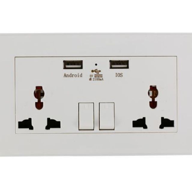 Universal Wall Socket Dual 2 USB Plug Switch Power Supply Plate 2100mA ...