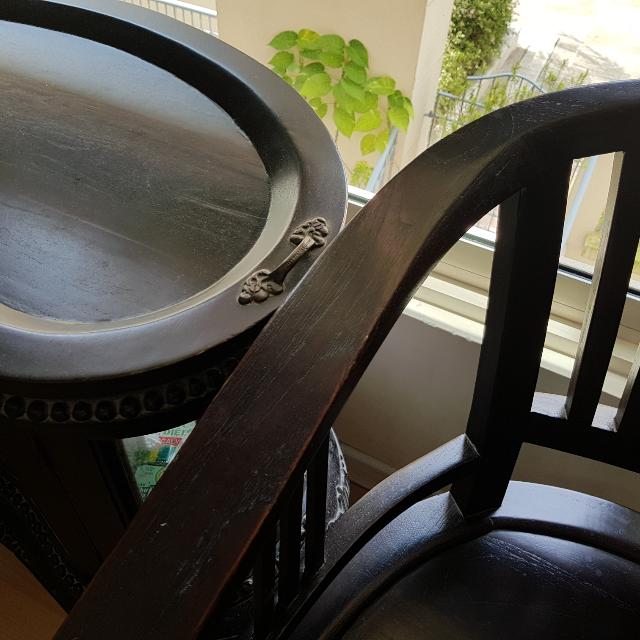 Antique Bean Table + 2 Wooden Armchair, Furniture & Home Living ...