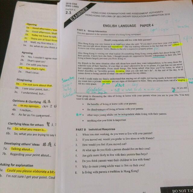 HkDse English Speaking Paper4 Exercise Exam Skill Pass Paper + Notes ...