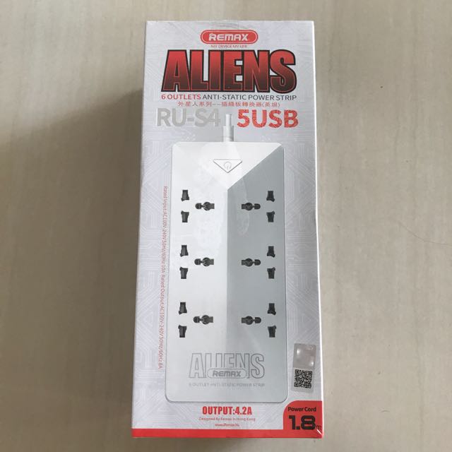 Remax Aliens 6 Socket Power Point Cable Plug With 5 USB, TV & Home ...